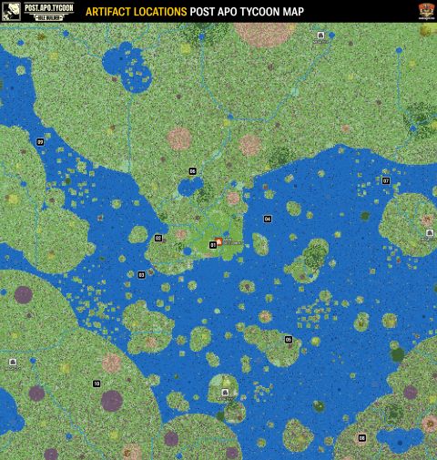 Artifact Locations Map for Post Apo Tycoon