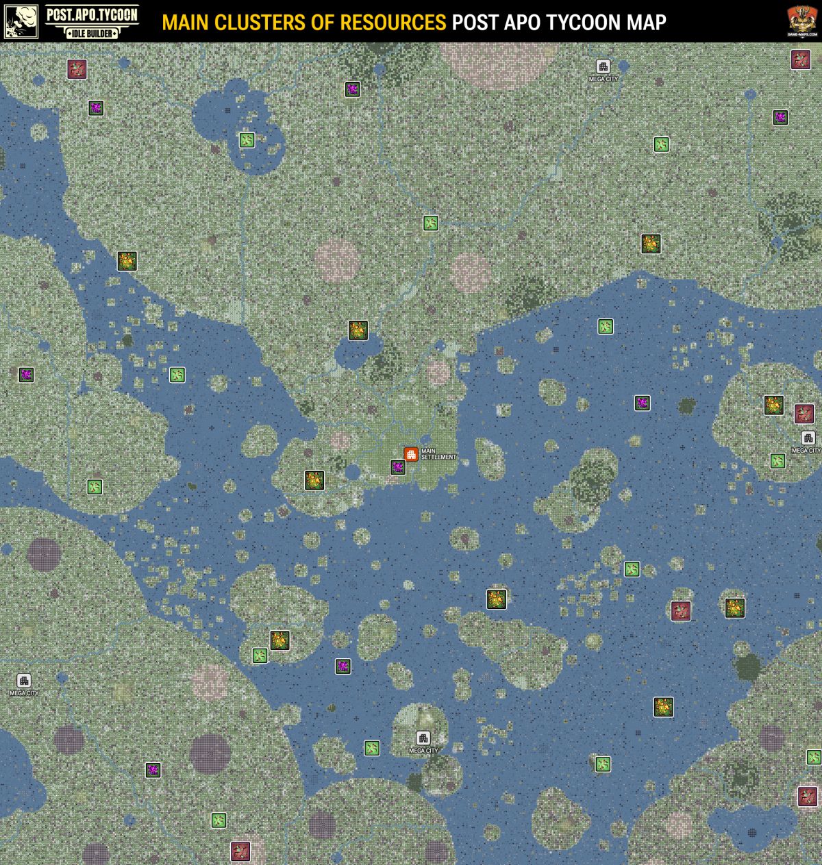 Resources Map for Post Apo Tycoon